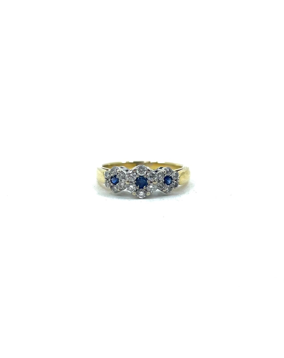 Pre-Owned 18ct Gold Sapphire and Diamond Floral Cluster Ring – Claytons ...